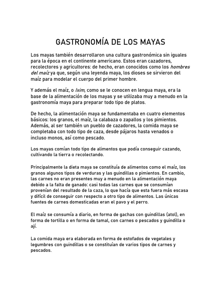 Gastronomía de Los Mayas | PDF | Maíz | Carne