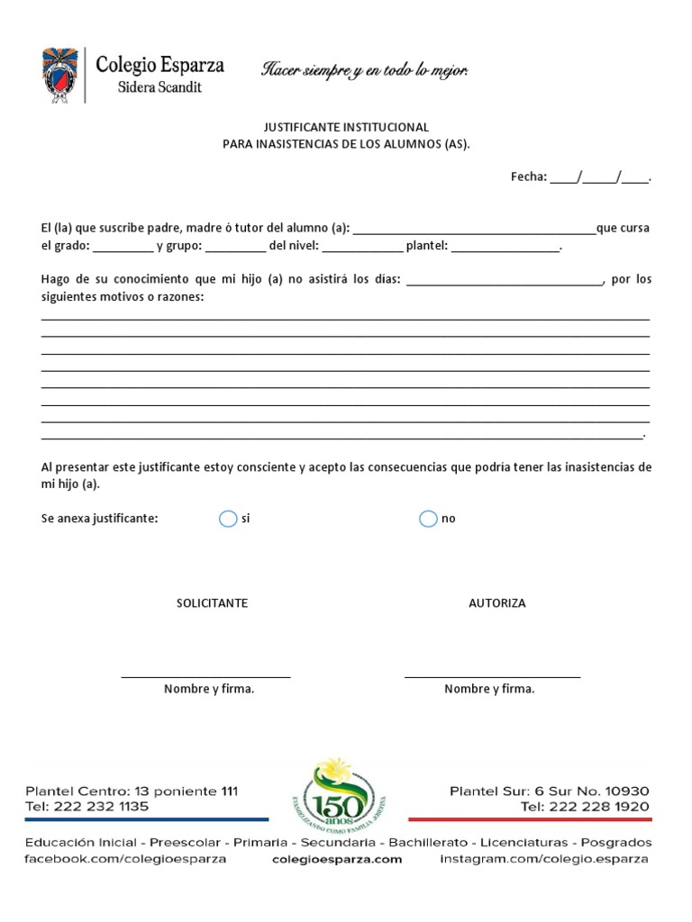 Justificante de Faltas para Alumnos | PDF