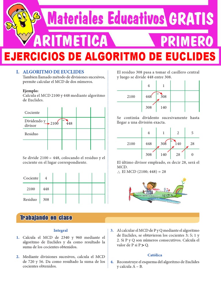 Ejercicios de Algoritmo de Euclides: Trabajando en Clase | PDF ...
