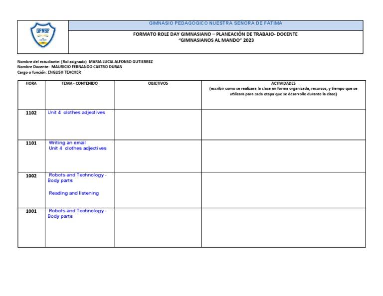 Anexo 2. Formato Planeación de Trabajo | PDF