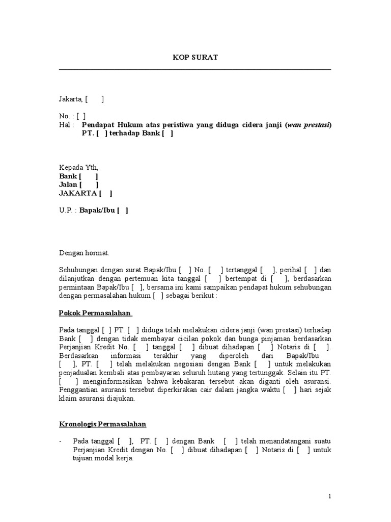 Contoh Legal Opinion | PDF