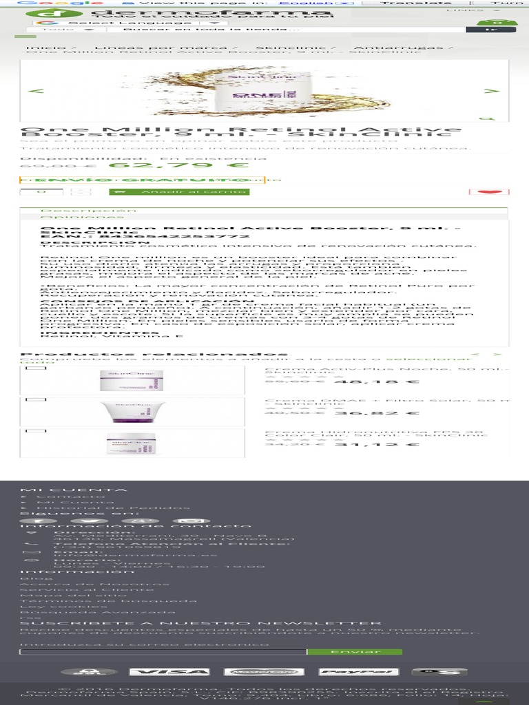 One Million Retinol Active Booster, 9 Ml. - SkinClinic | PDF