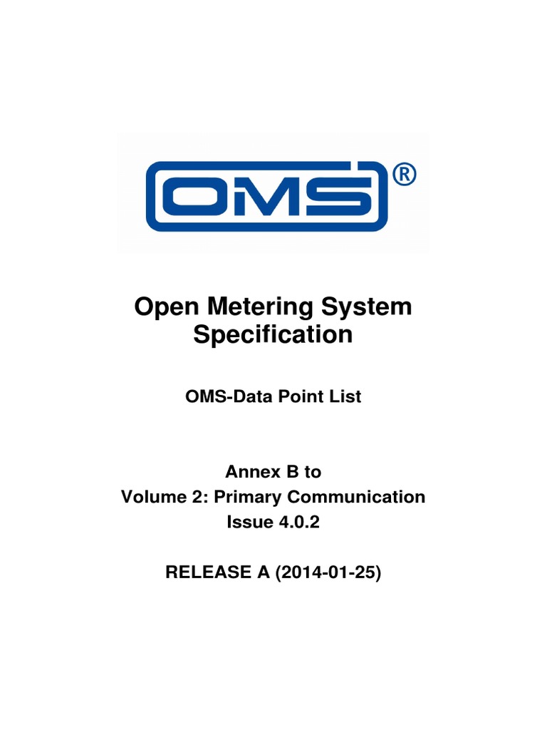 Open Metering System Specification: OMS-Data Point List | PDF | Integer ...
