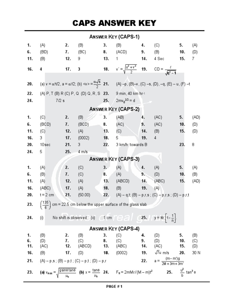 Comprehensive Answer Keys for Physics Exam | PDF