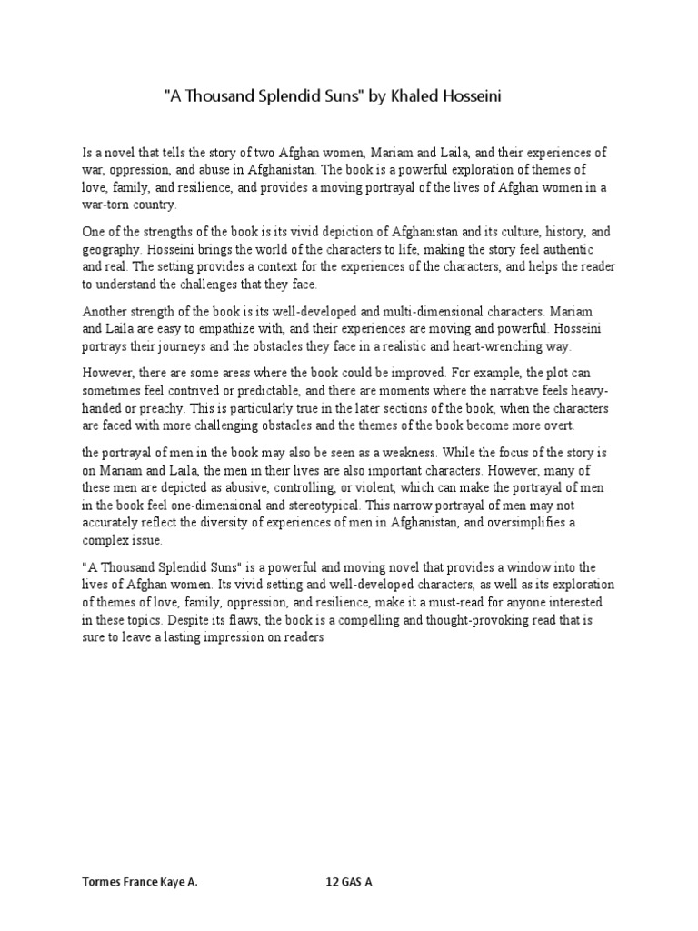 A Thousand Splendid Suns | PDF | General Fiction