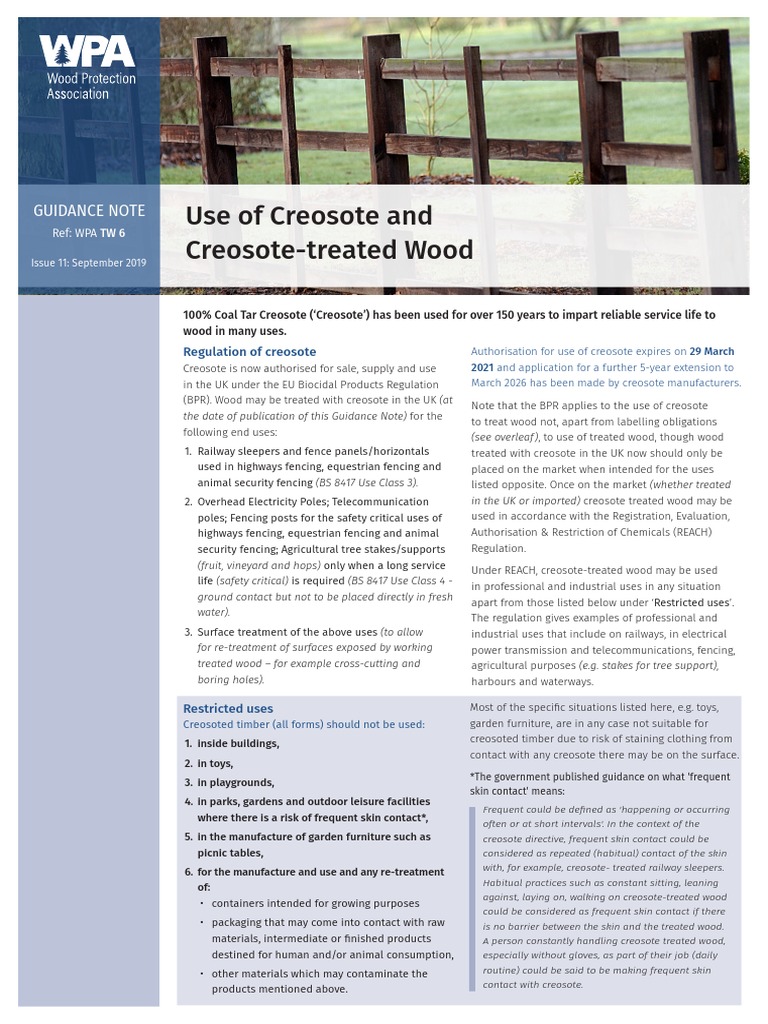 Use of Creosote and Creosote-Treated Wood: Guidance Note | PDF | Waste ...