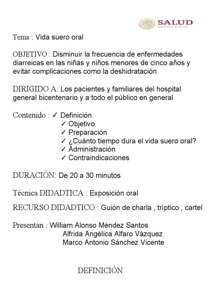 Vida Suero Oral | Descargar gratis PDF | Enfermedades y trastornos | Ciencias de la Salud