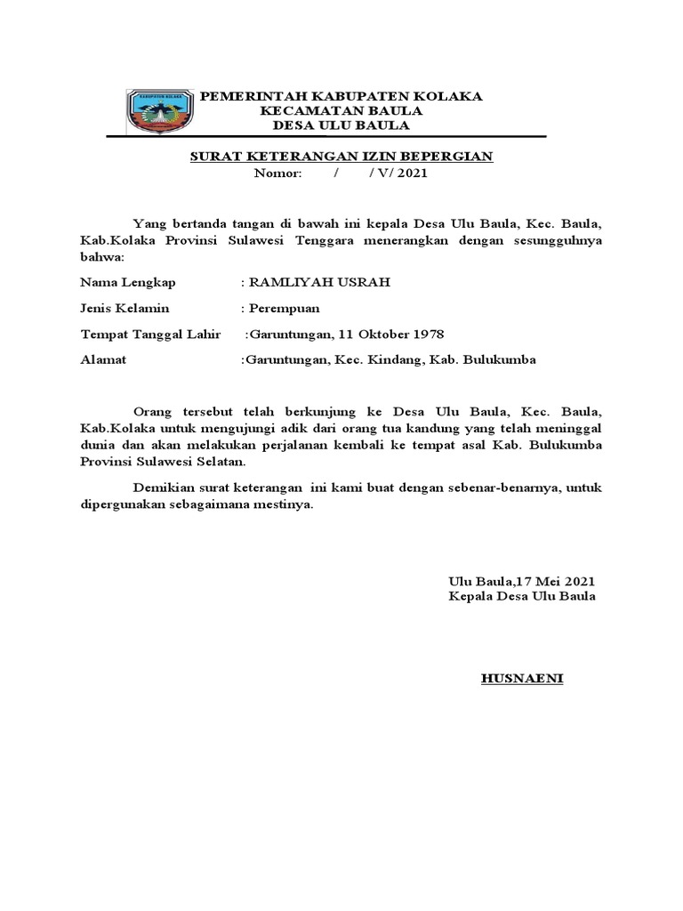 Pemerintah Kabupaten Kolaka Kecamatan Baula Desa Ulu Baula Surat ...