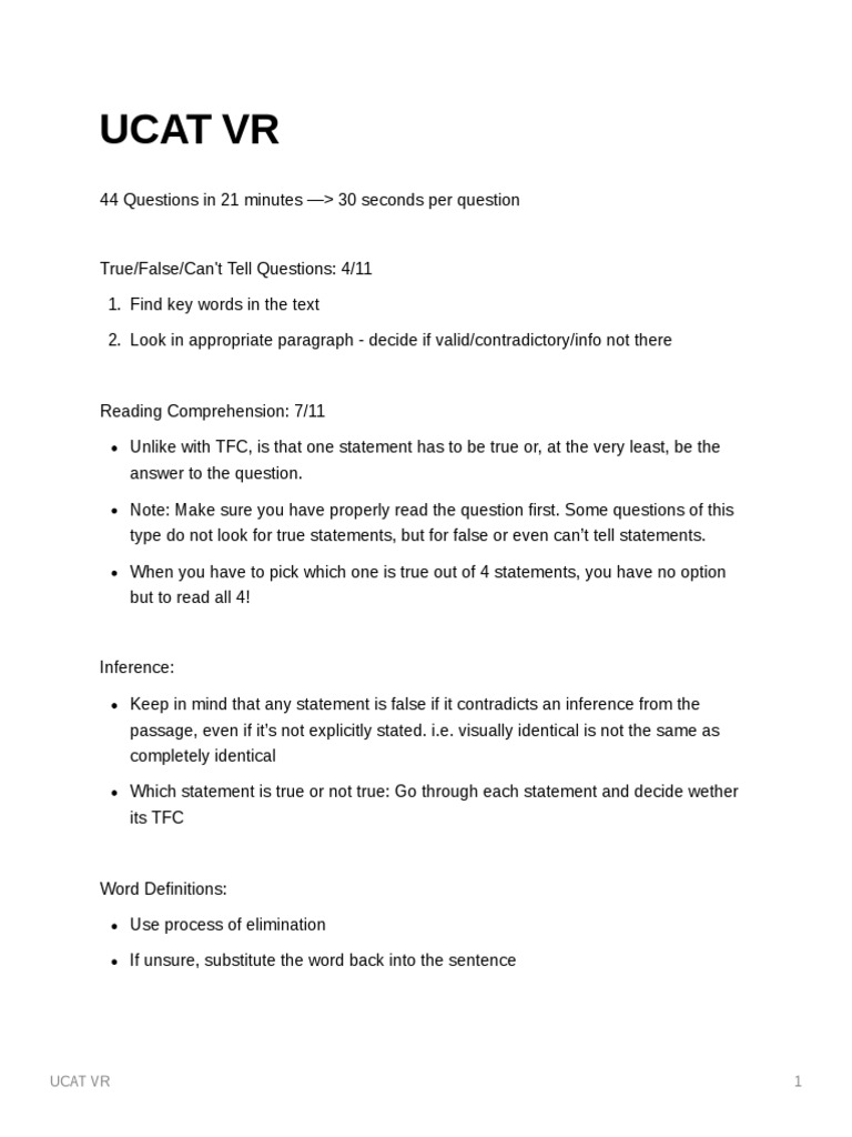 Ucat VR 1 | Download Free PDF | Inference | Speed Reading