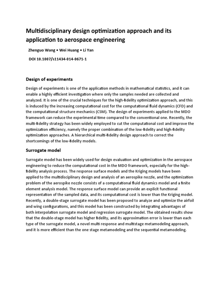 Aerospace MDO Techniques & Applications | PDF | Mathematical Optimization | Computational Fluid ...