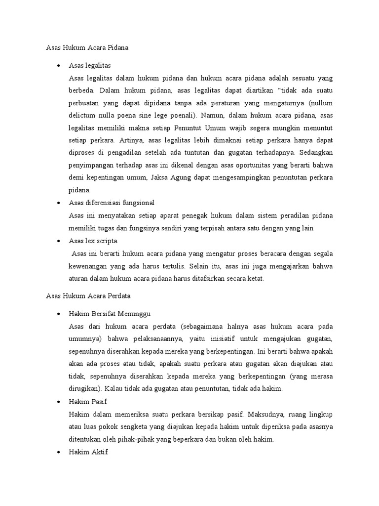 Asas Hukum Acara Pidana & Perdata | PDF | Hukum