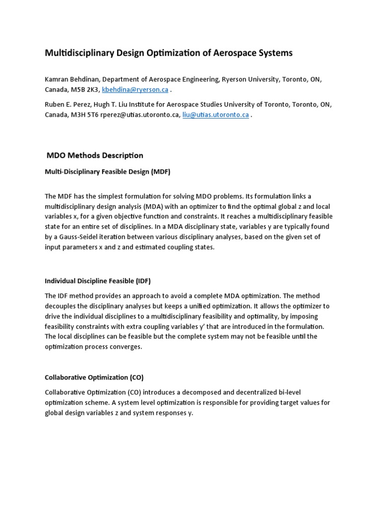 Multidisciplinary Design Optimization of Aerospace Systems | PDF ... Multidisciplinary Design Optimization of Aerospace Systems | PDF ...