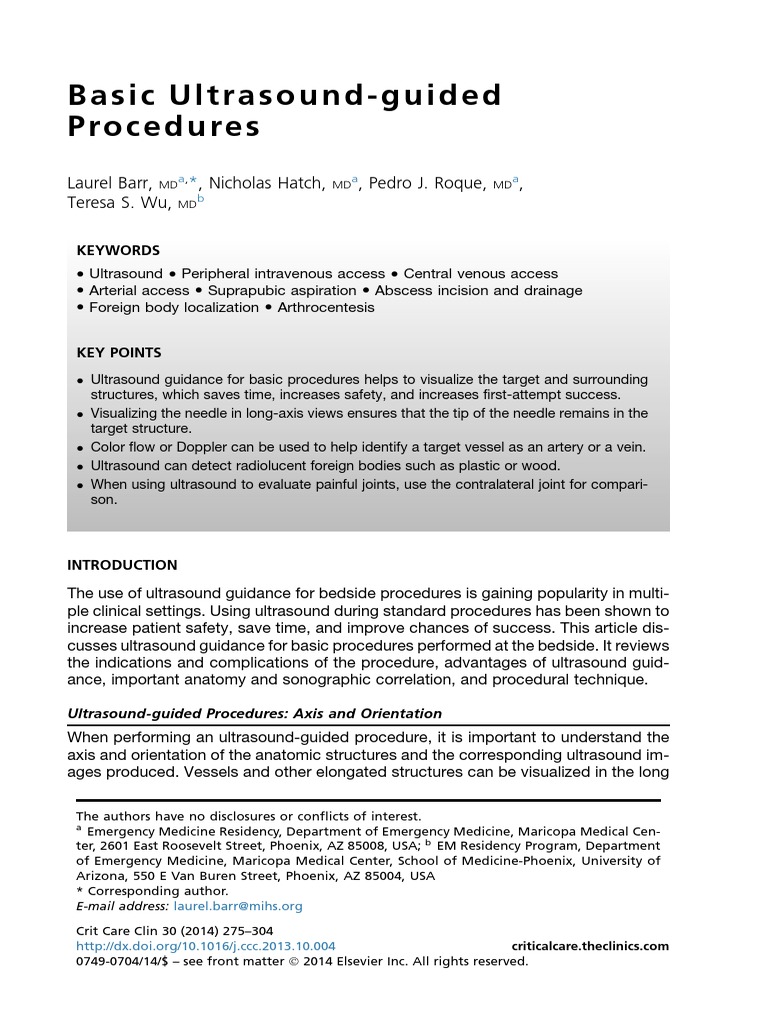 Basicultrasound-Guided Procedures: Laurel Barr,, Nicholas Hatch,, Pedro ...