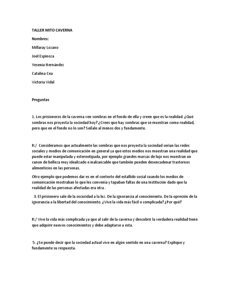 TALLER Mito de La Caverna | PDF