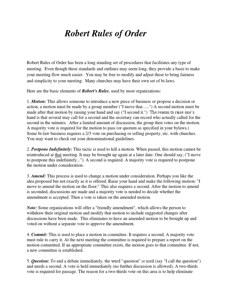 Robert Rules of Order | PDF | Committee | Parliamentary Procedure