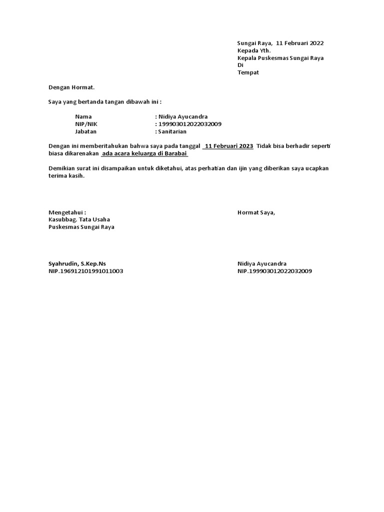 Blangko Surat Ijin | PDF