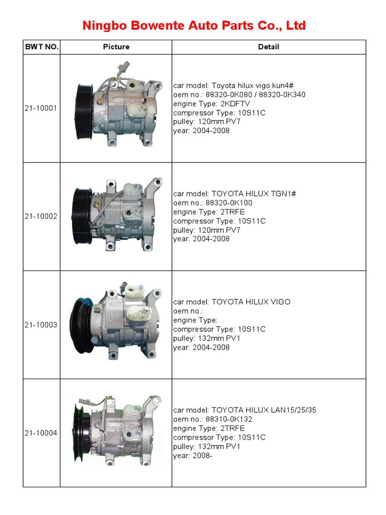 Auto AC Compressor 21-10001 | Download Free PDF | Volkswagen | Audi