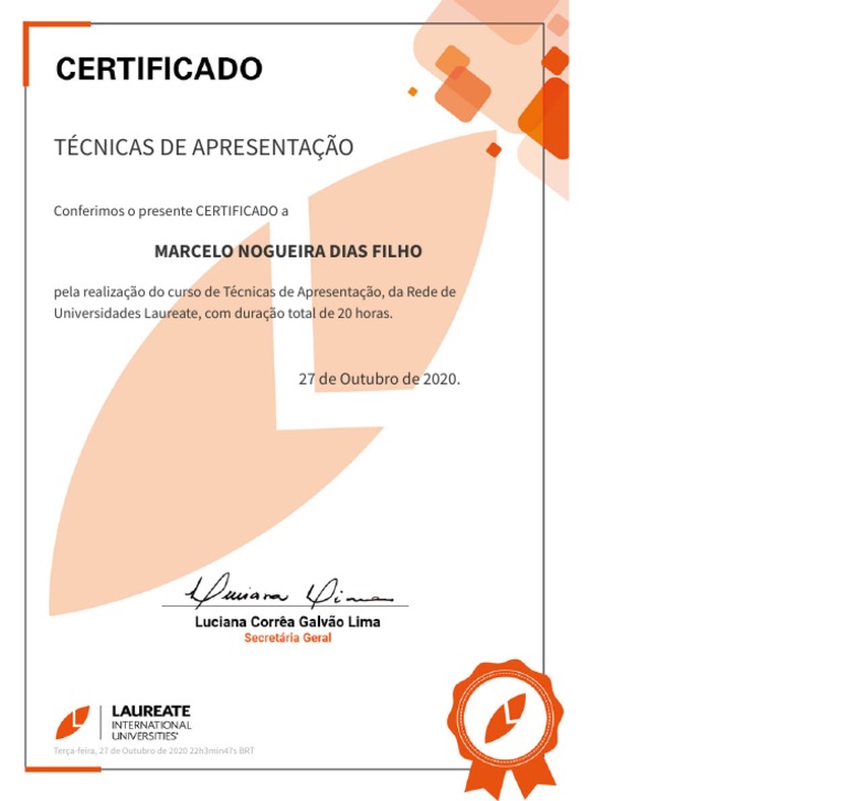 Certificado TECNICAS APRESENTACAO | PDF