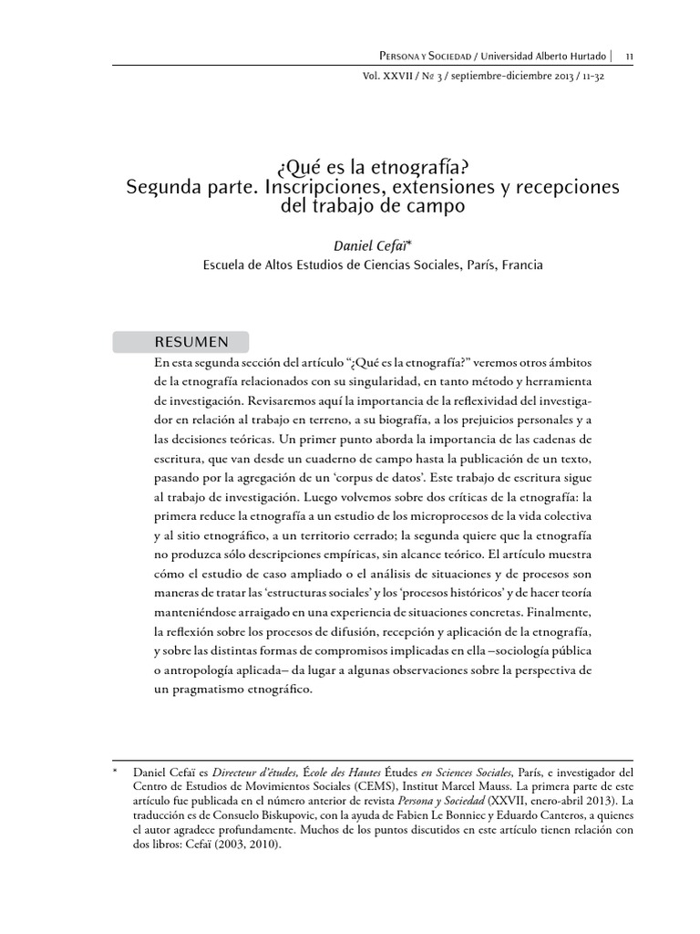 Qué Es La Etnografía 2 Cefai | PDF | Etnografía | Teoría