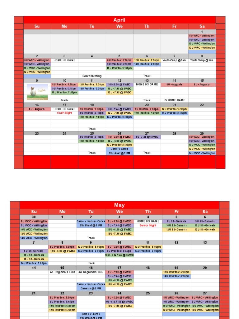 2023 Wba Calendar - Google Sheets | PDF