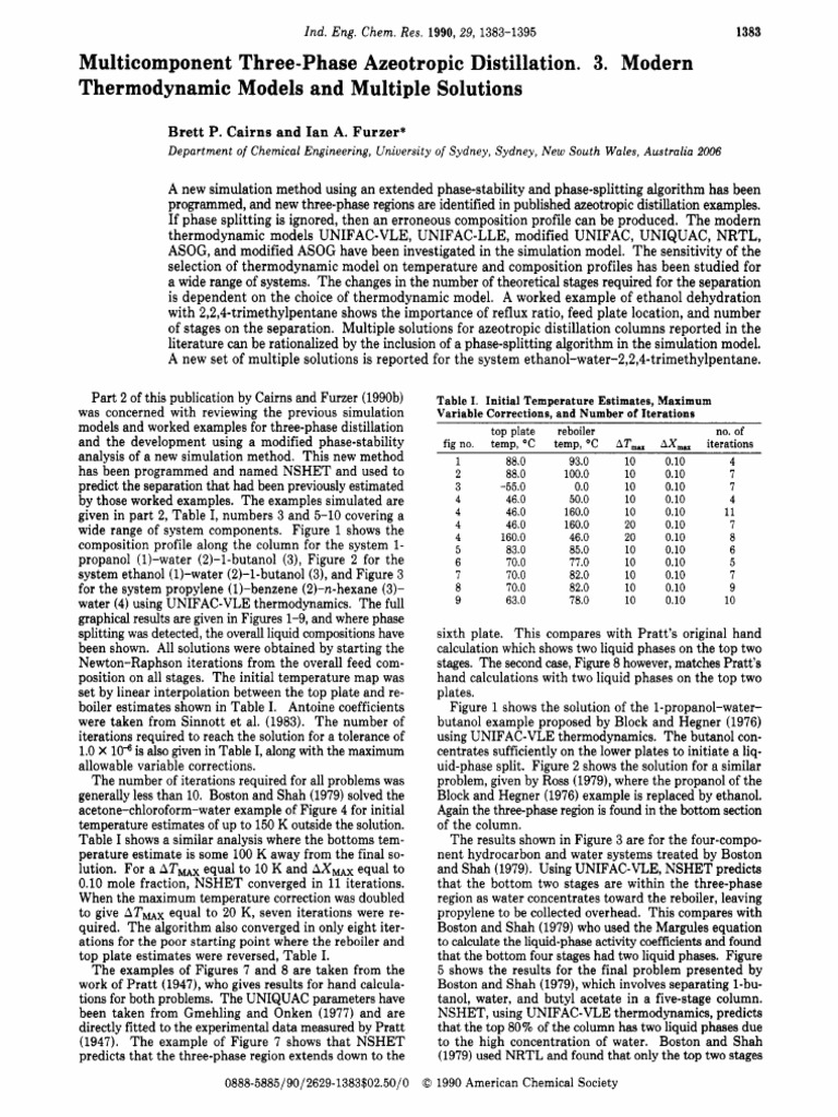 Multicomponent Three-Phase Azeotropic Distillation. 3. Modern ...