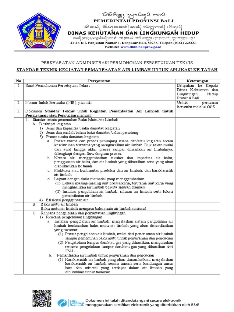 Standar Teknis Kegiatan Pemanfaatan Air Limbah Untuk Aplikasi Ke Tanah ... Standar Teknis Kegiatan Pemanfaatan Air Limbah Untuk Aplikasi Ke Tanah ...