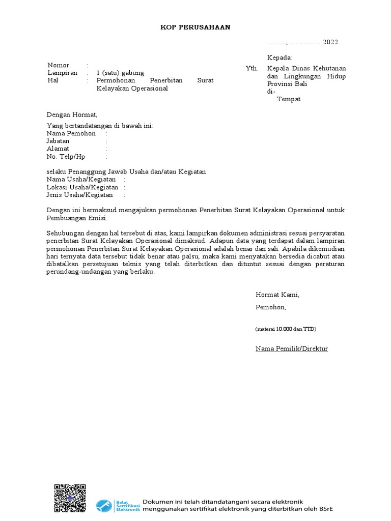 Surat Permohonan Slo Emisi | PDF