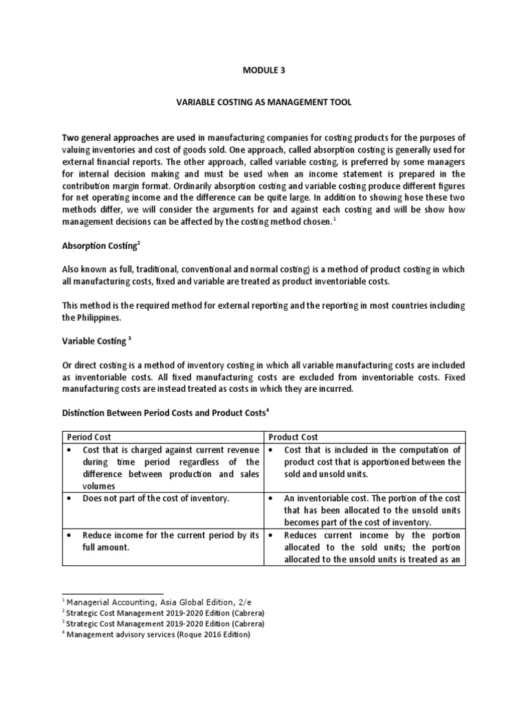 Variable Costing as a Management Tool | PDF | Cost Accounting | Inventory