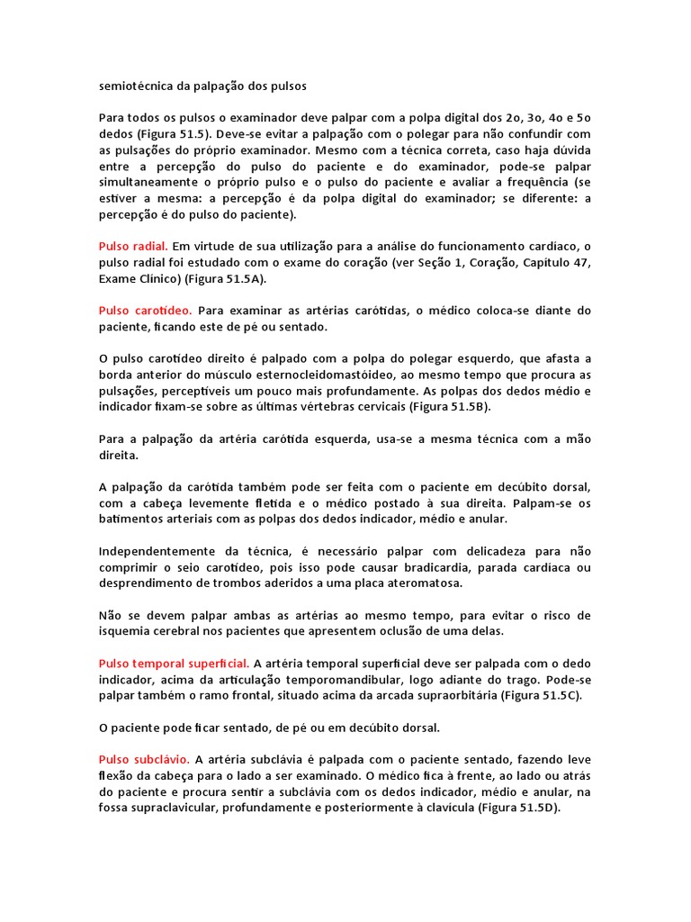 Semiotécnica Da Palpação Dos Pulsos | PDF | Anatomia humana | Sistema ...