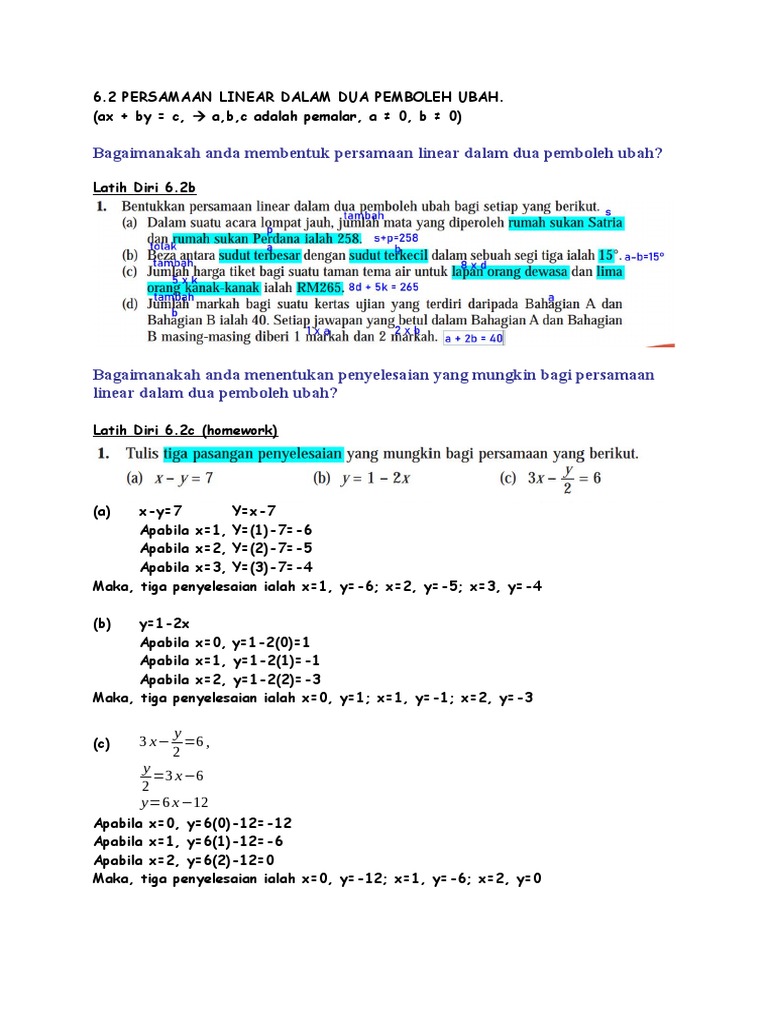 Latih Diri 6.2b 6.2c Jawapan | PDF