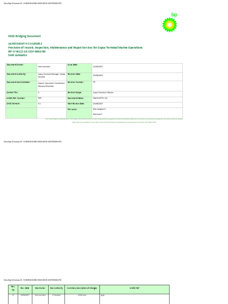 HSSE Bridging Document | PDF | Risk | Risk Assessment
