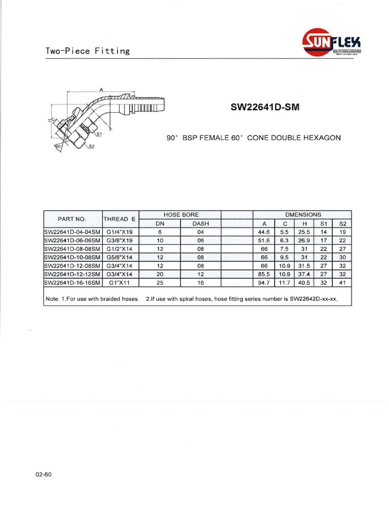 Sunflex Hydraulic Fitting Two Piece Part 3 | PDF