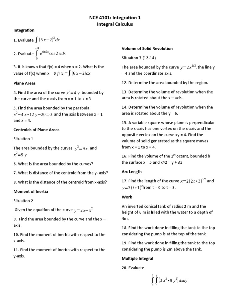 Integral Calculus | PDF | Cartesian Coordinate System | Area
