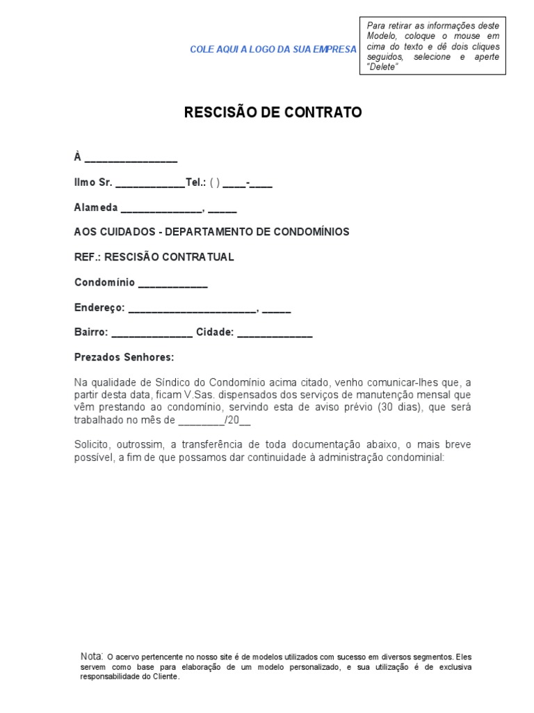 modelo-de-contrato-de-rescisao | PDF | Condomínio | Informática