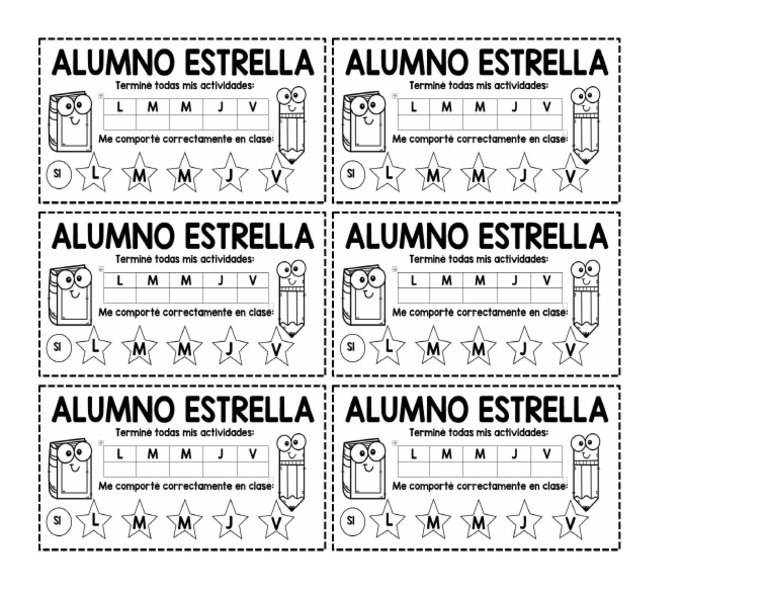 Tarjeta de Alumno Estrella | PDF