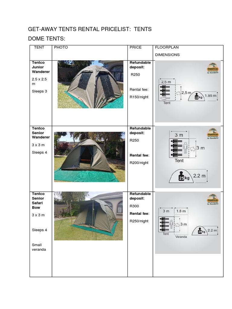 Tent Rental Prices and Details | PDF