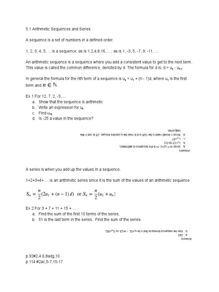 Arithmetic Sequences and Series Overview | PDF