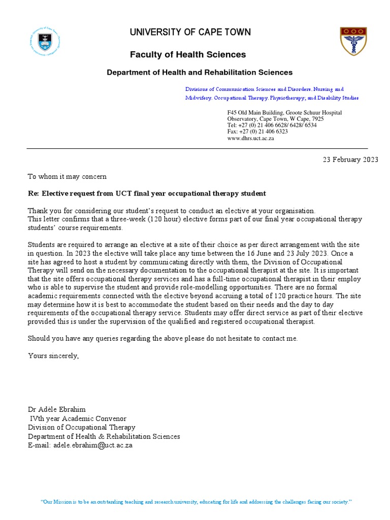 Generic Letter For Elective Requests - 2023 | PDF | Physical Therapy ...