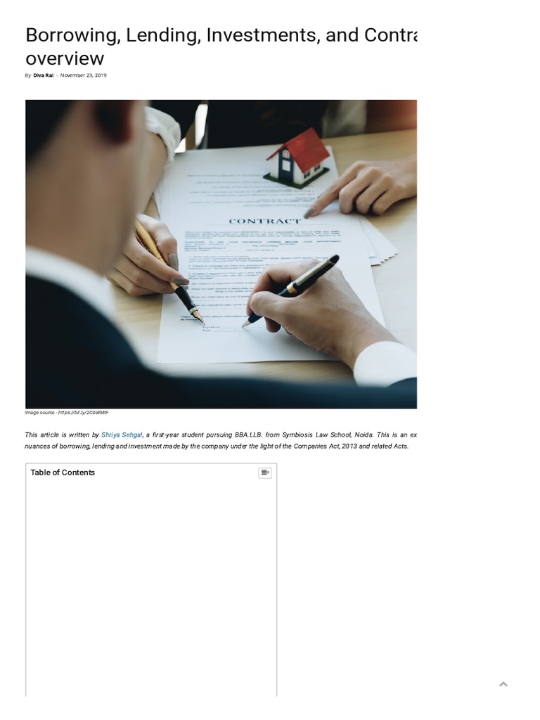 Borrowing, Lending, Investments, and Contracts _ An Overview | PDF ...