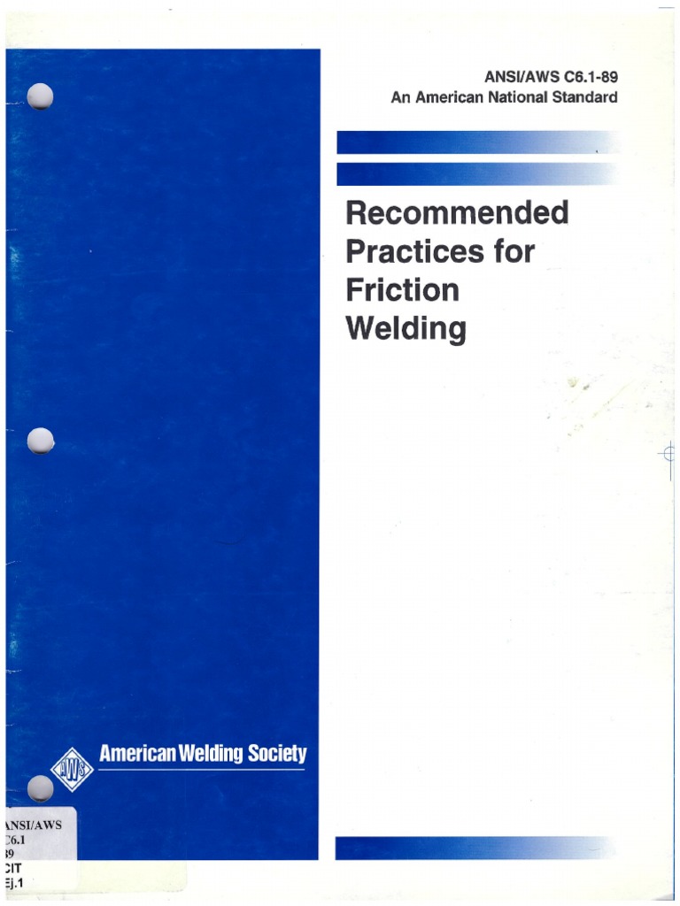 ANSI AWS C6.1-89 Recommended Practices For Friction Welding | PDF