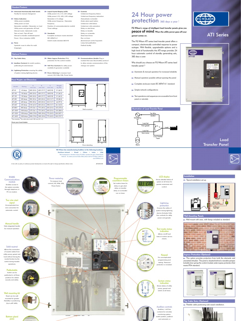 FG Wilson ATI load transfer panel features | PDF | Switch | Electrical ...
