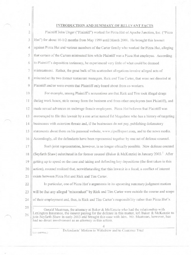 Ed Magedson and Pizza Hut Case | PDF | Deposition (Law) | Continuance