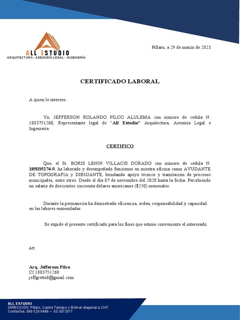 Certificado Laboral | PDF | Crecimiento personal y profesional