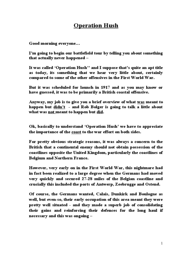 Operation Hush - Talk 2-09-09 | PDF | Military Of The United Kingdom ...