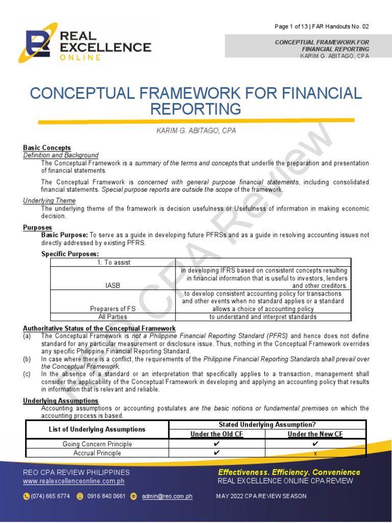 Conceptual Framework for Financial Reporting | PDF | Historical Cost ...