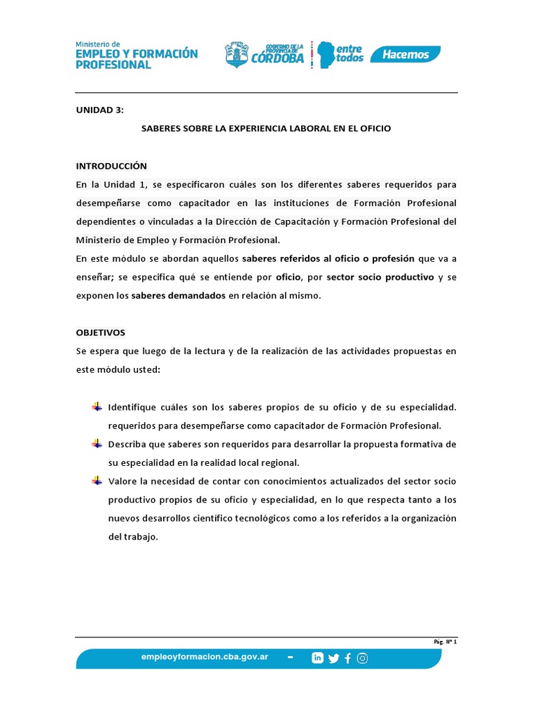 Saberes Del Capacitador y Capacitadora. Saberes Sobre El Ejercicio de ...