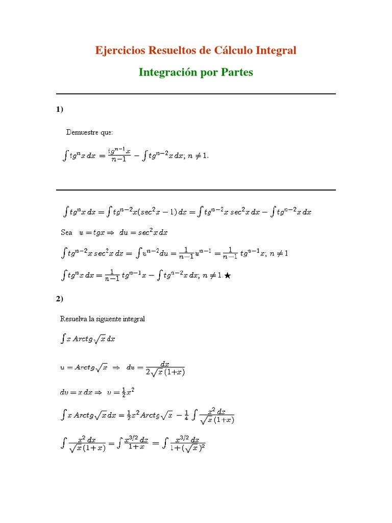 Ejercicios Resueltos de Cálculo Integral | PDF
