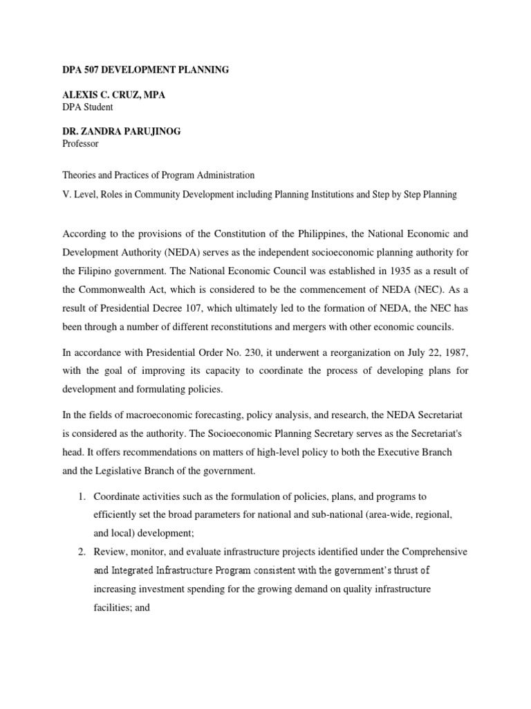 NEDA's Role in Philippine Development Planning | PDF