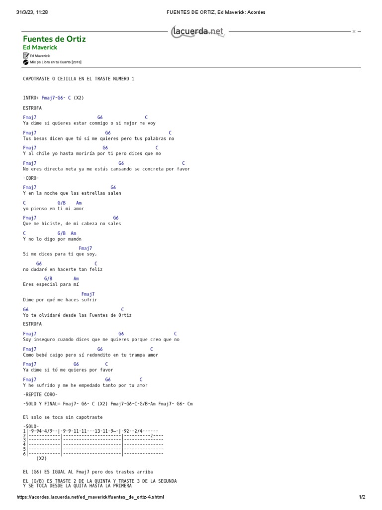 FUENTES DE ORTIZ, Ed Maverick - Acordes | PDF