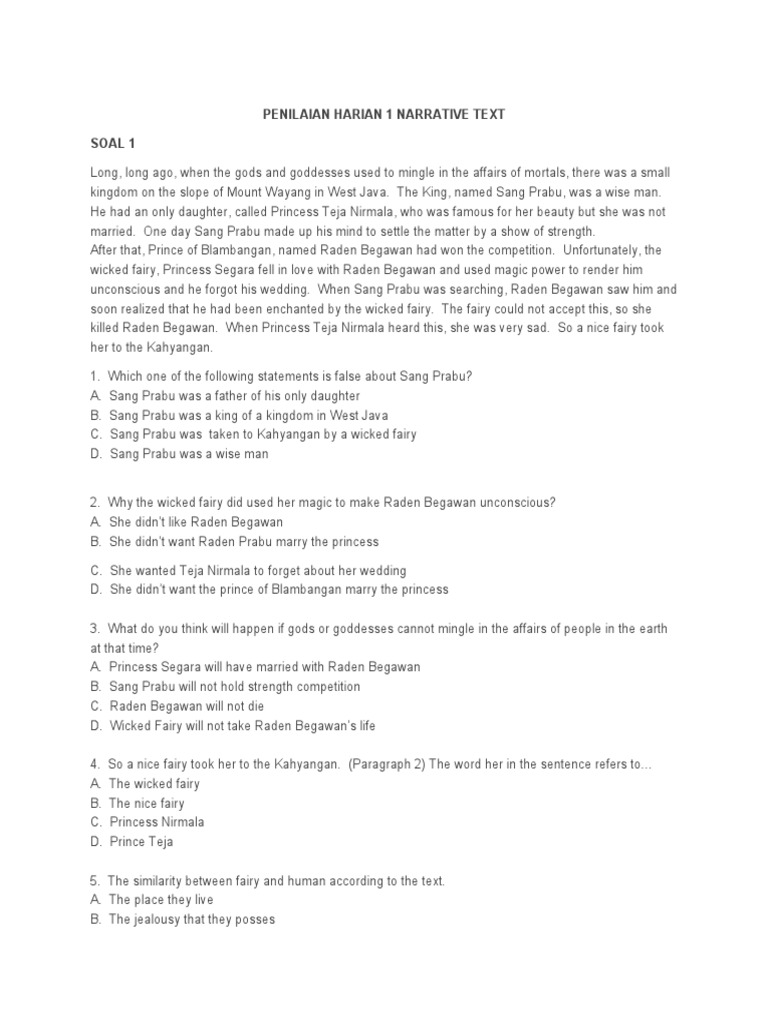 Soal Teks Narrative Legend 1 | PDF